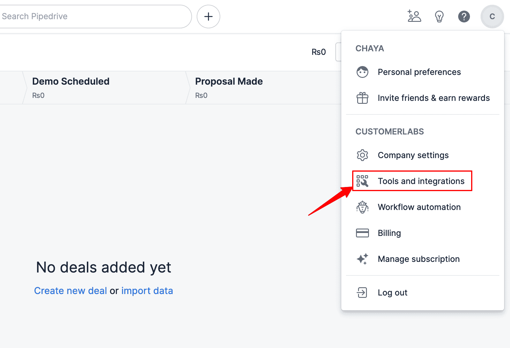 Source - Pipedrive | CustomerLabs CDP Documentation