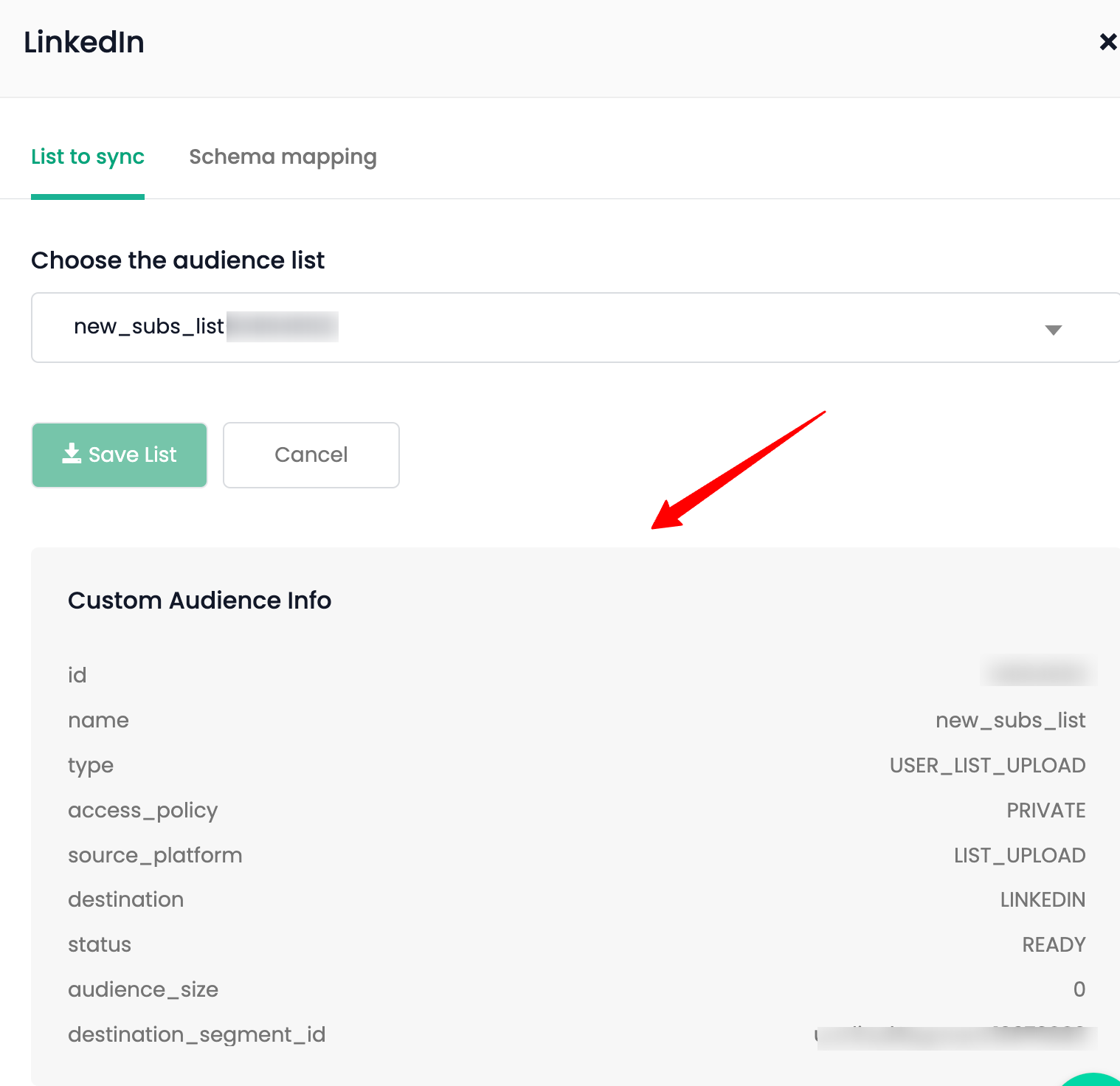 Sync the audience with LinkedIn • CustomerLabs 1PD Ops