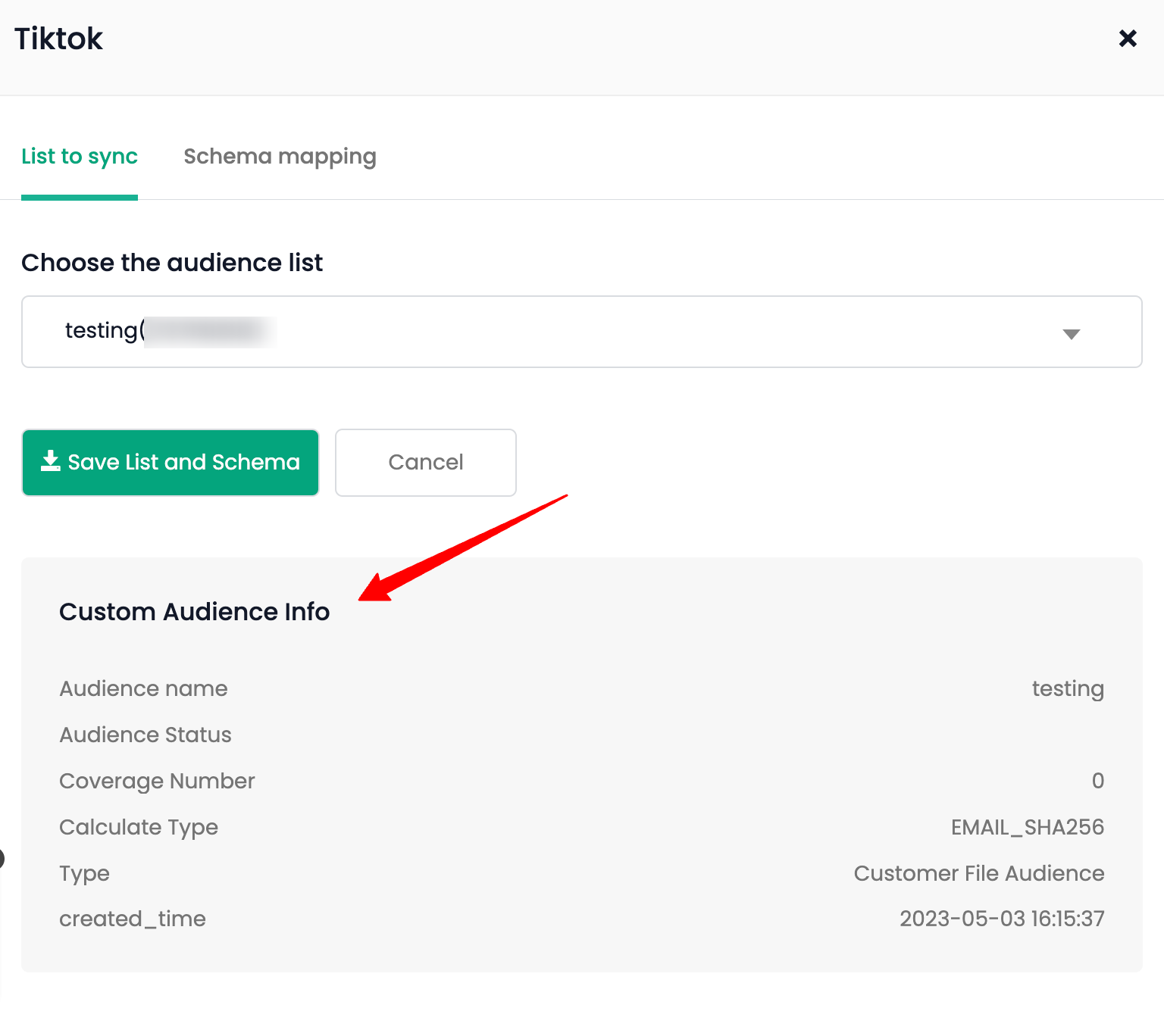 Sync the audience with TikTok • CustomerLabs 1PD Ops